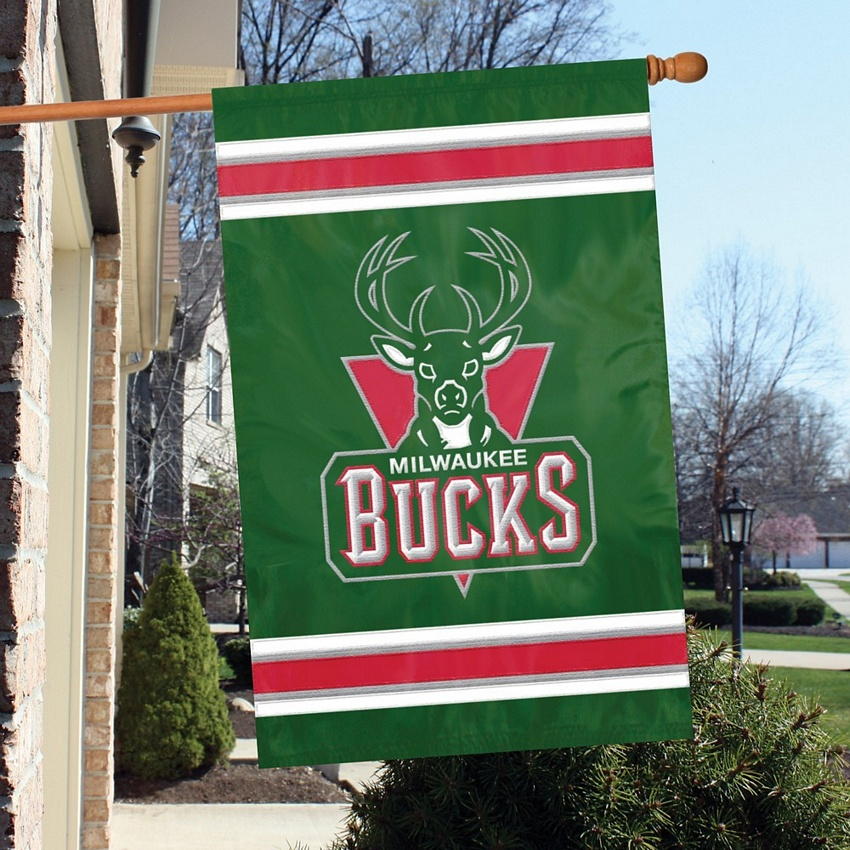Milwaukee Bucks Applique Banner Flag 44" x 28" & more garden flags at ...