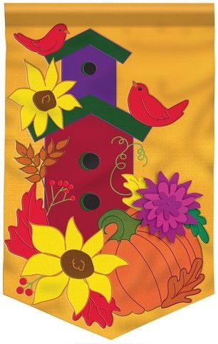 Autumn Birdhouse Applique Garden Flag & more garden flags at ...