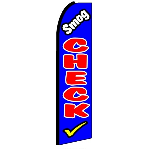 Smog Check (Black Sleeve) Feather Flag 3' x 11.5' & more garden flags ...