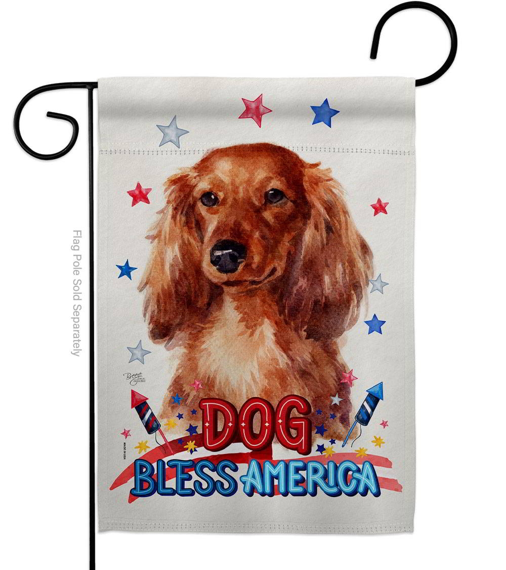 Patriotic Long Hair Dachshund Garden Flag & more garden flags at ...