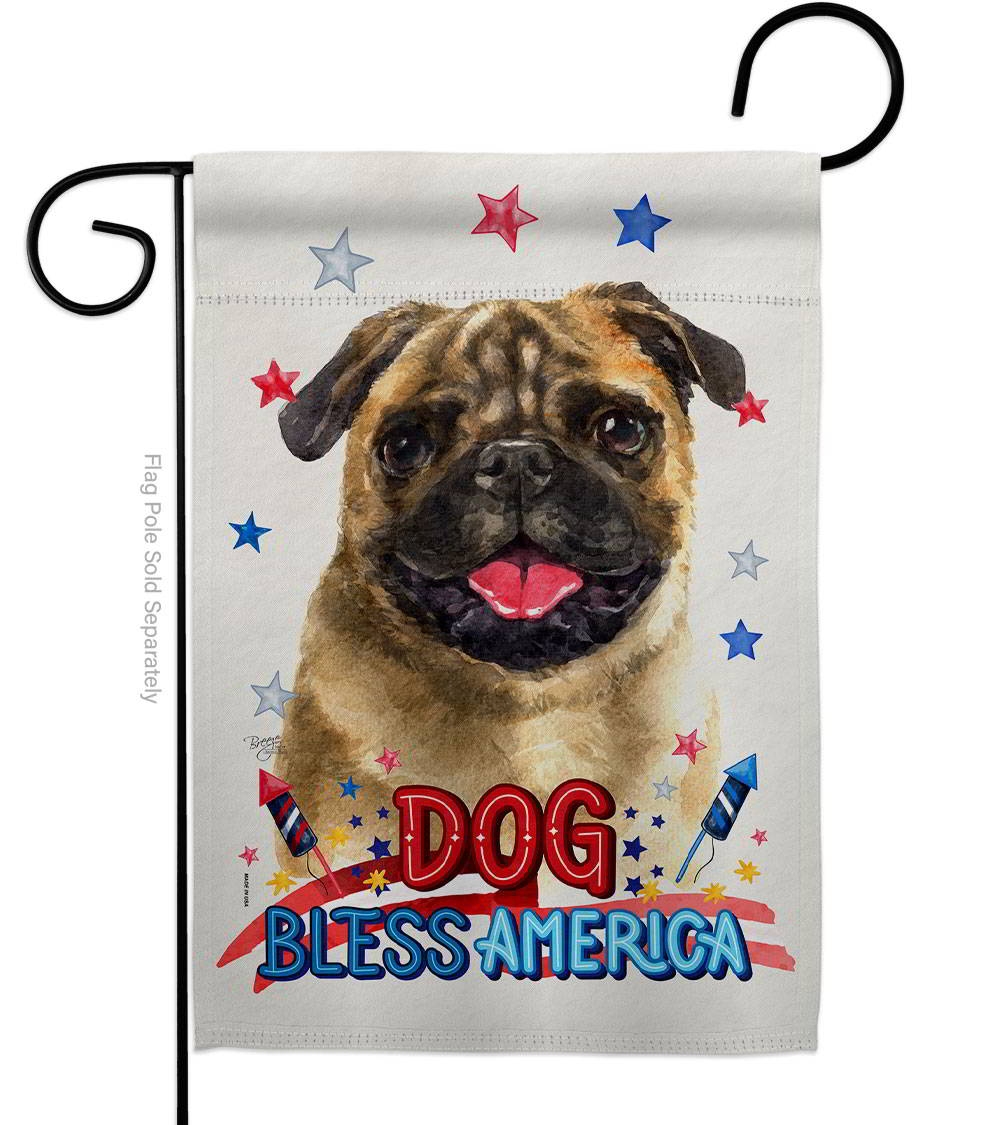 Patriotic Pug Garden Flag & more garden flags at FlagsForYou.com