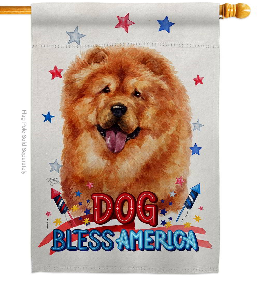Patriotic Chow Chow House Flag & more garden flags at FlagsForYou.com