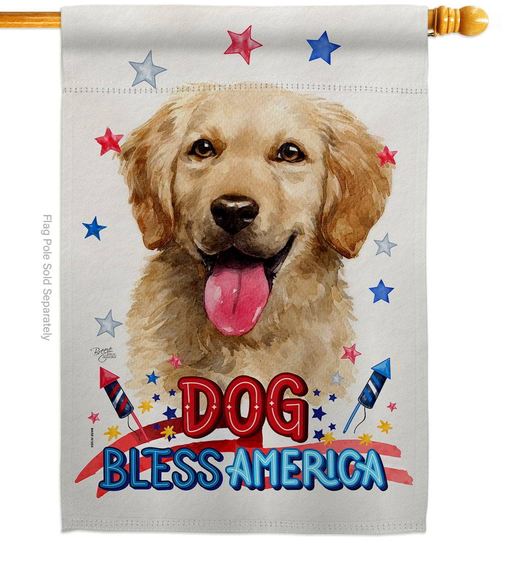 Patriotic Golden Retriever House Flag & more garden flags at ...