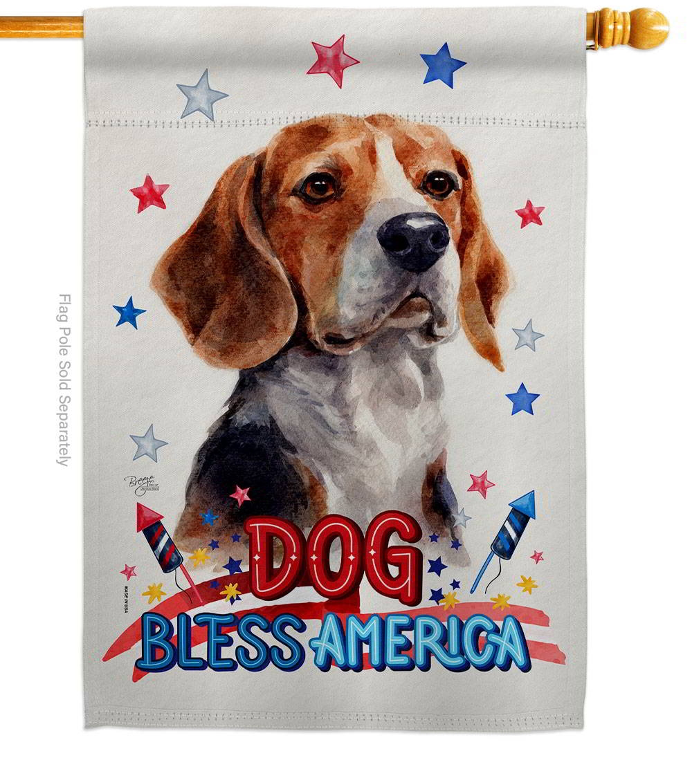 Patriotic Beagle Hound House Flag & more garden flags at FlagsForYou.com