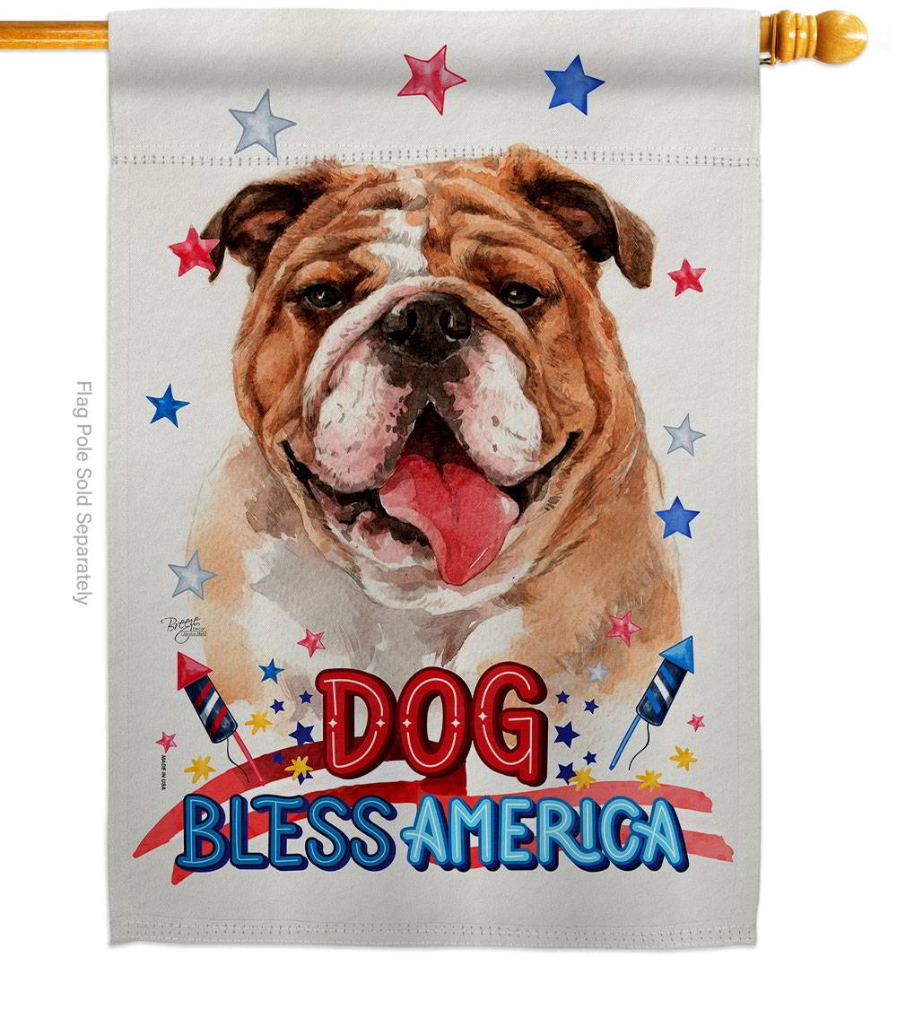 Patriotic Bulldog House Flag & more garden flags at FlagsForYou.com