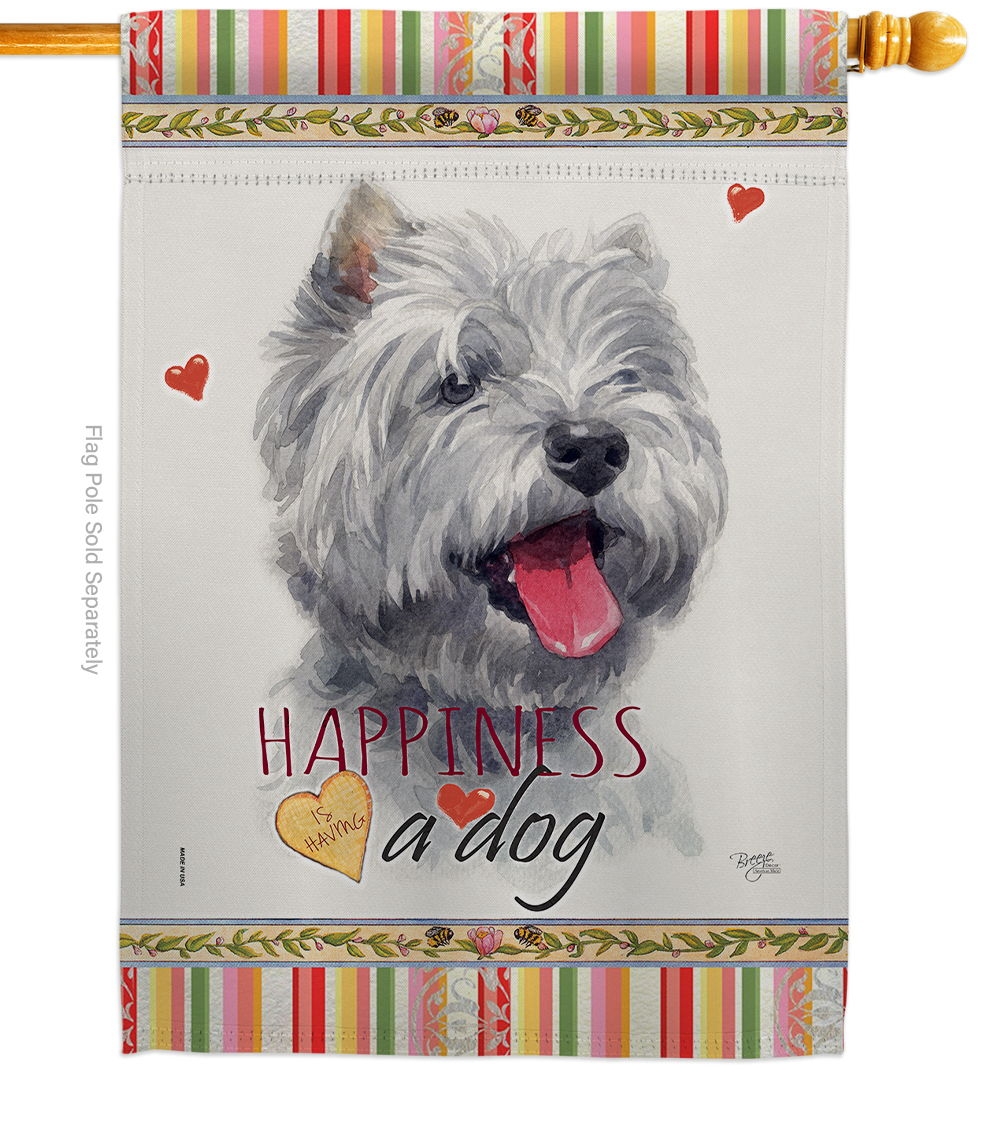 Westie Happiness House Flag & more garden flags at FlagsForYou.com