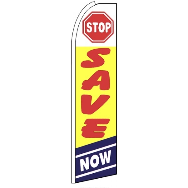 Stop Save Now Wind Feather Flag 3' x 11.5' & more garden flags at ...